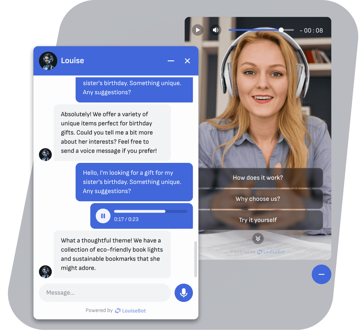 Turn every interaction into an opportunity! AI and Video chatbot with LouiseBot